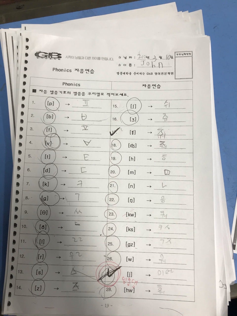 초등학생 자음 모음 발음기호 테스트 결과 믿고 맡기는 파닉스 수업 문흥동 영어학원 지앤비and패럴랙스학원 네이버 블로그