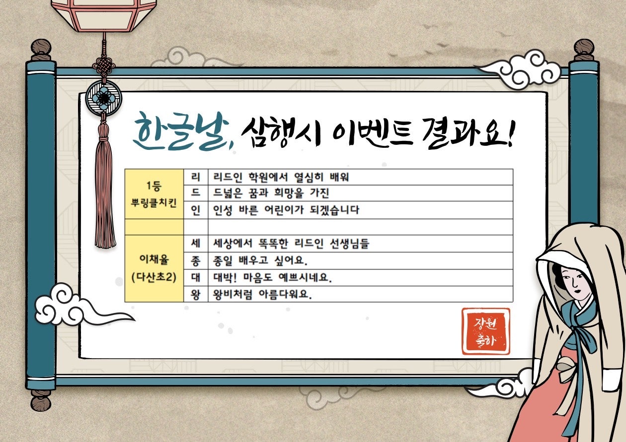 💗한글날 삼행시💗 글짓기 대회 수상자 축하해요🔥 : 네이버 블로그